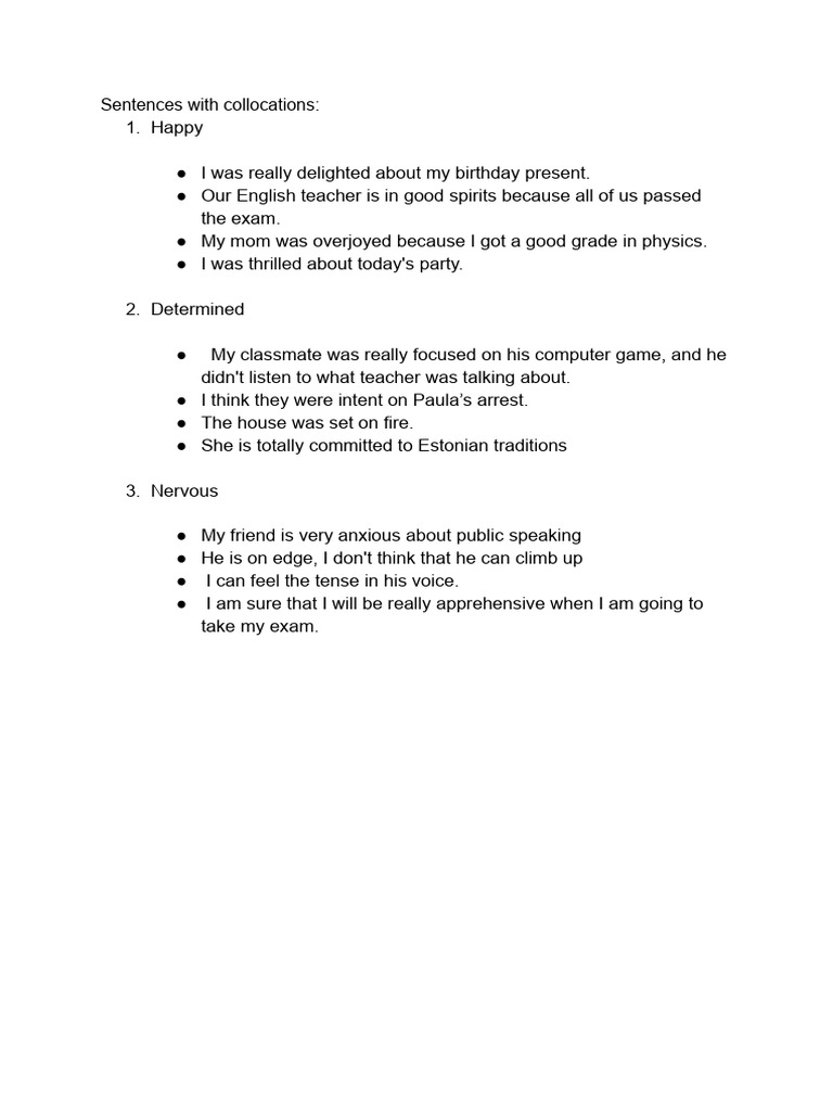 Sentences With Collocations | PDF | Language Arts & Discipline