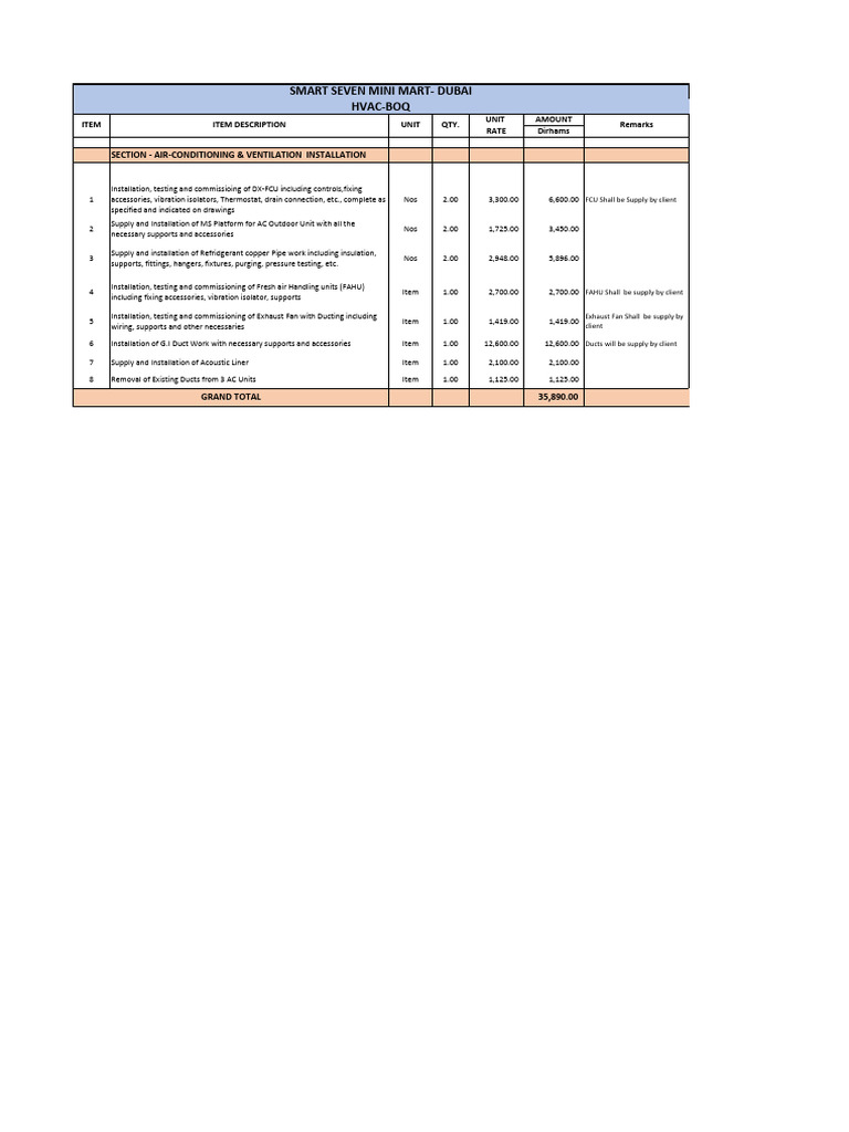 Hvac Boq | PDF | Duct (Flow) | Building