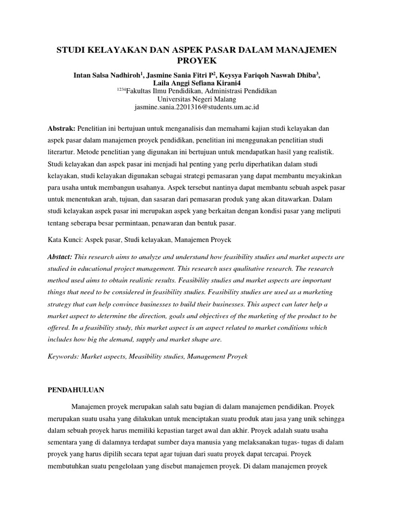 Studi Kelayakan Dan Aspek Pasar - Kelompok 10 - Revisi | PDF