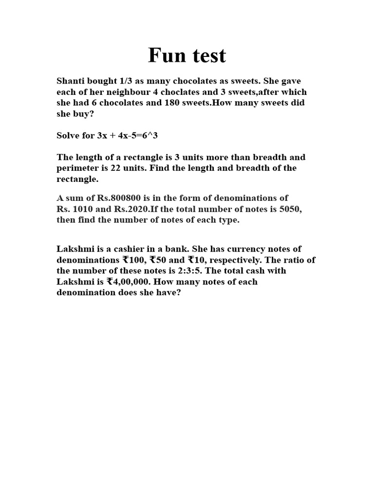 Linear Equation Class 7th | PDF