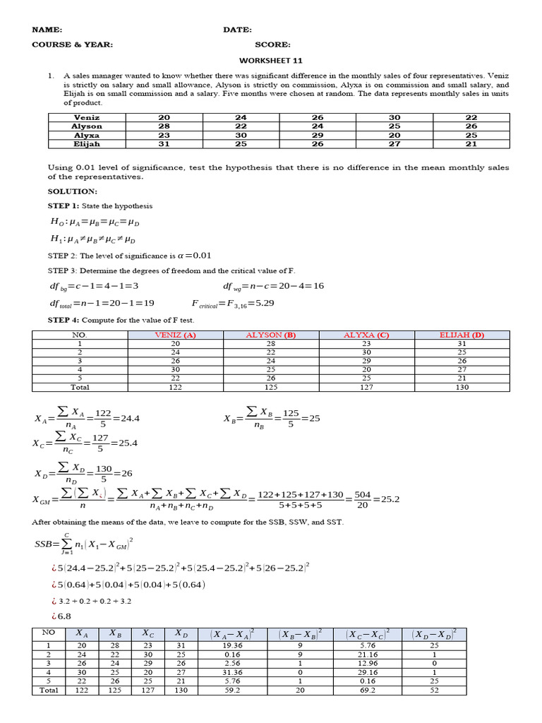 EDA WORKSHEETs | PDF | P Value | Statistical Significance