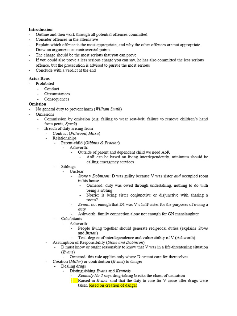 Criminal Checklist | PDF | Assault | Causation (Law)