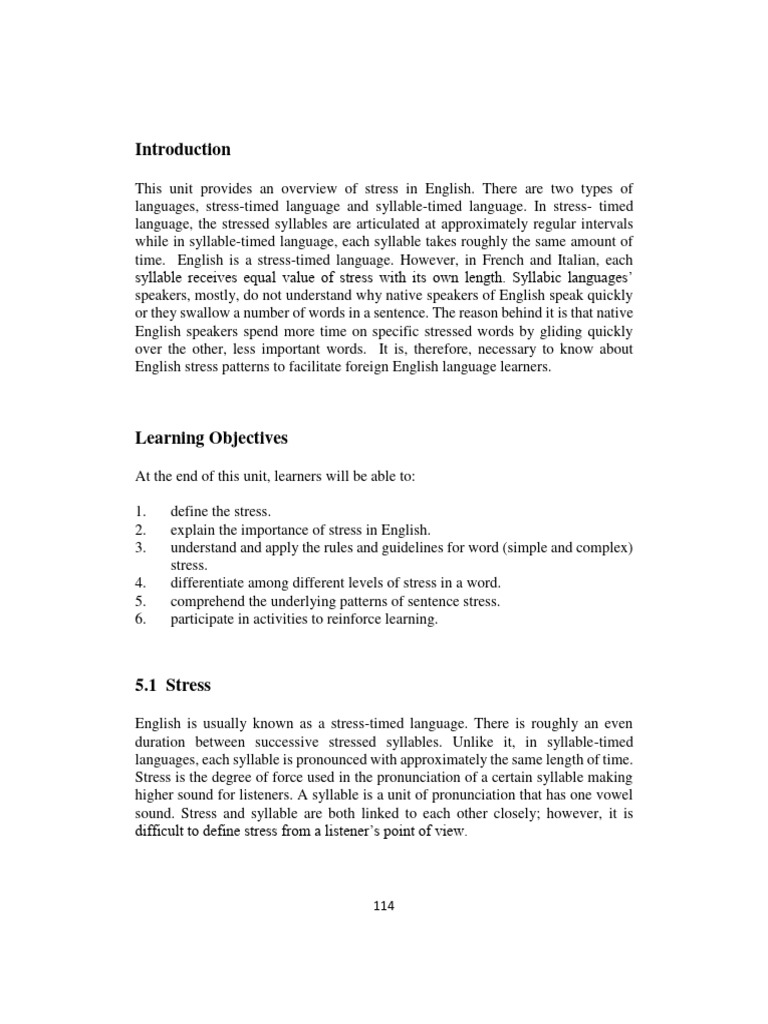 Phonetics and Phonology Chapter 5 Stress | PDF | Stress (Linguistics) | Word