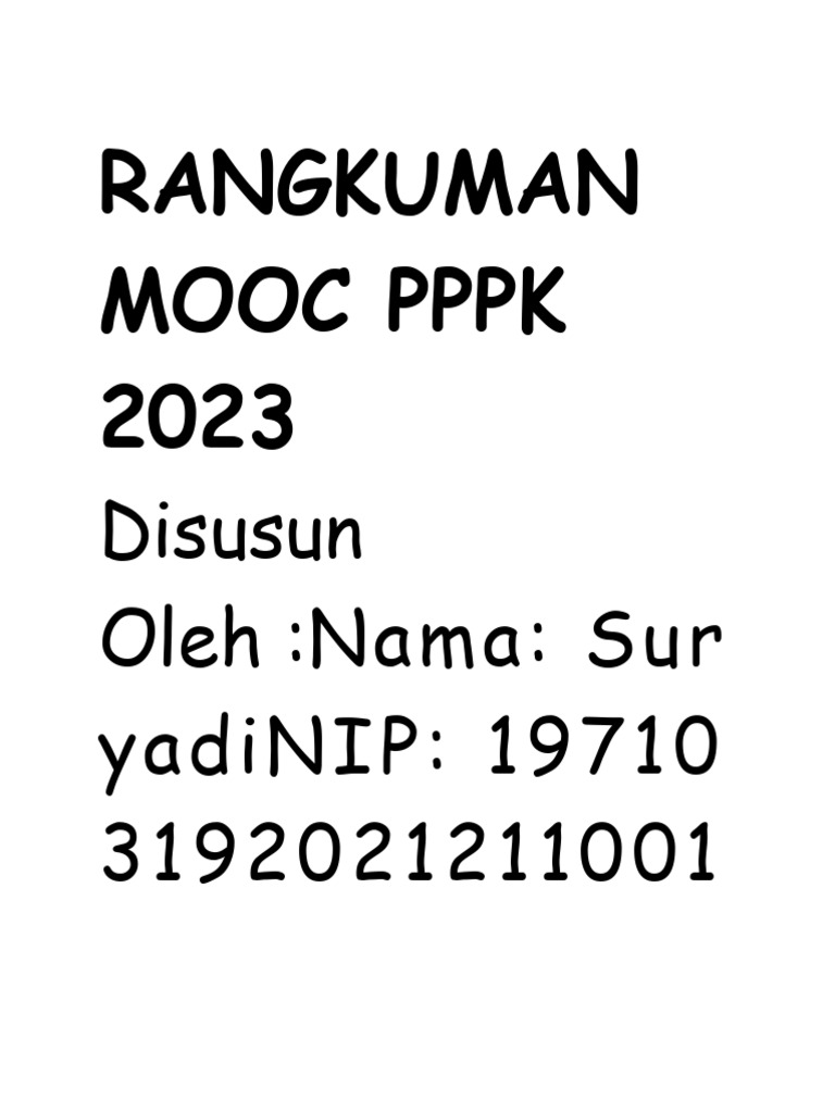 Rangkuman Mooc PPPK 2023 | PDF