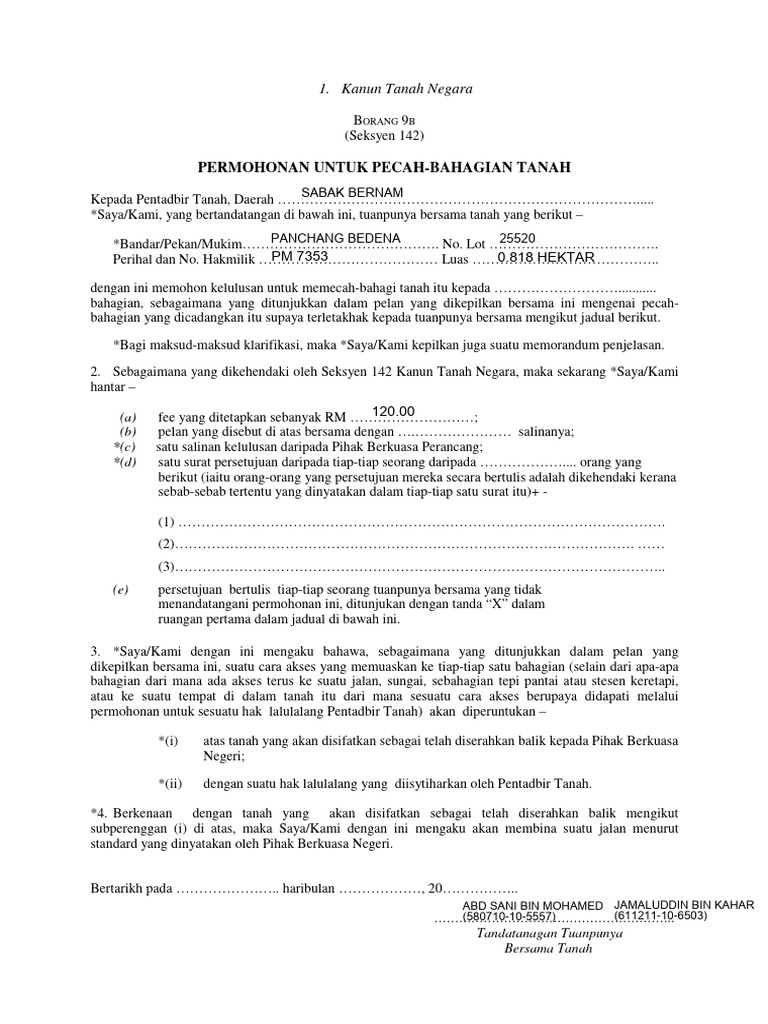 BORANG 9B Sek.142 Letters | PDF