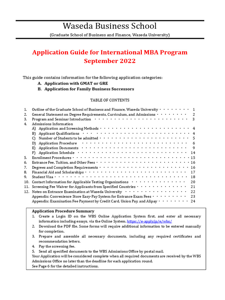WBS Application Guide For International MBA Program Sep2022 | Download ...