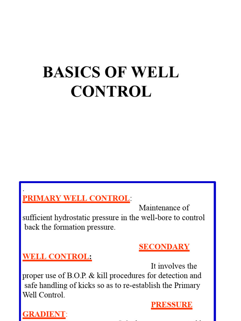 Basics of Well Control | PDF | Physical Sciences | Applied And Interdisciplinary Physics