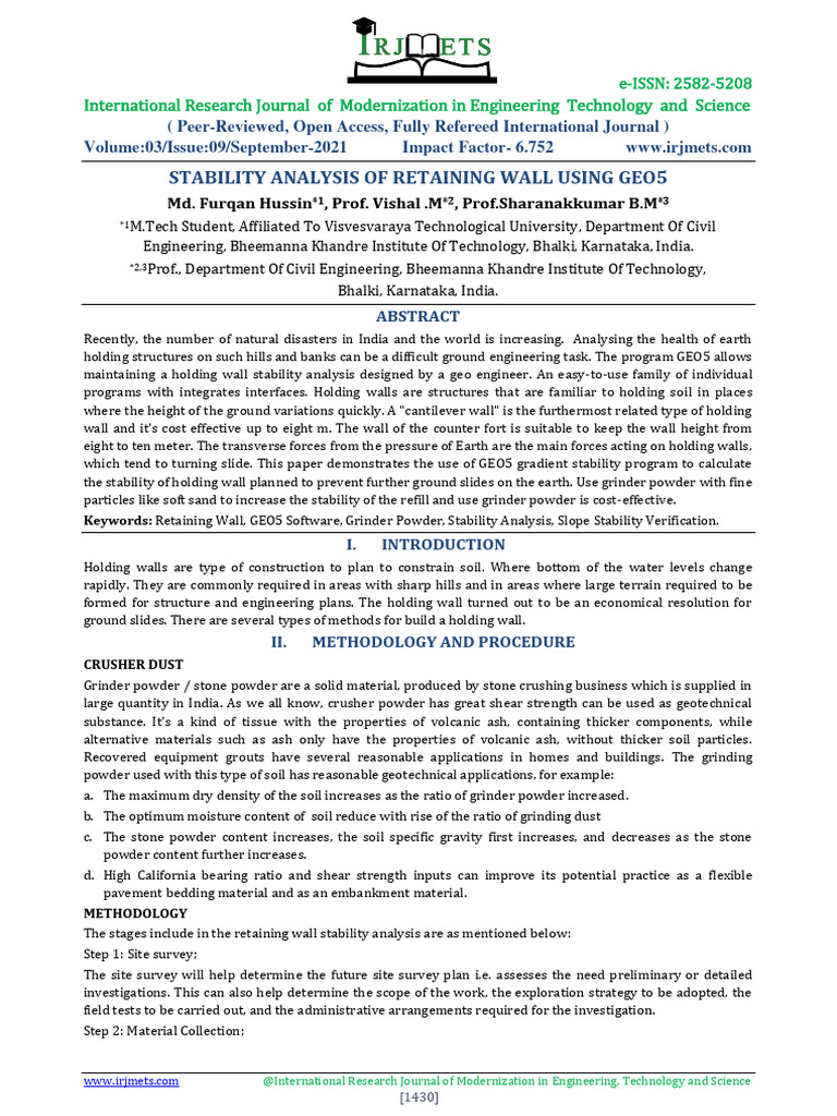GEO5 Stability Analysis of Retaining Wall | PDF | Geotechnical ...