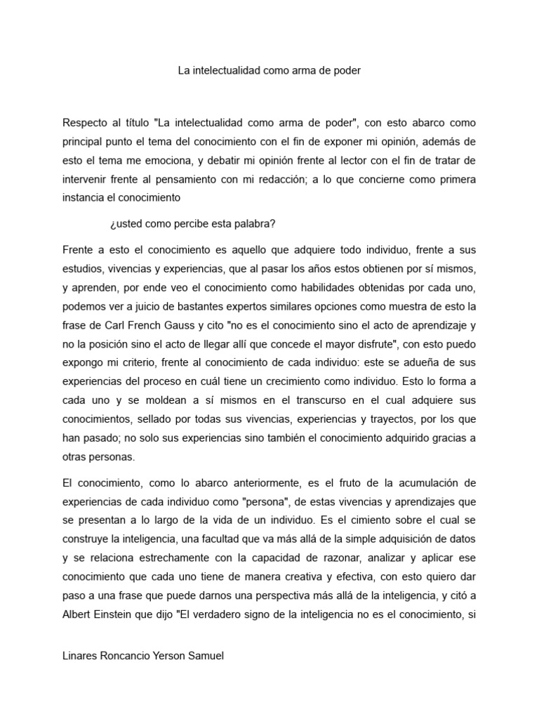 La Intelectualidad | PDF | Conocimiento | Inteligencia