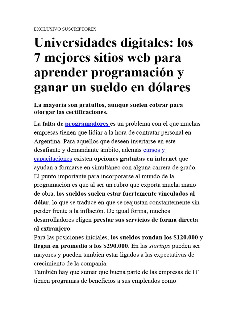 7 Mejores Sitios Web para Aprender Programación | PDF | Internet | Informática