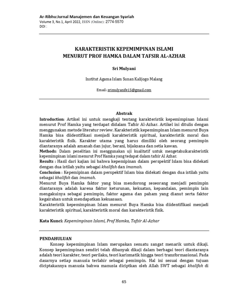 Karakteristik Kepemimpinan Islam | PDF