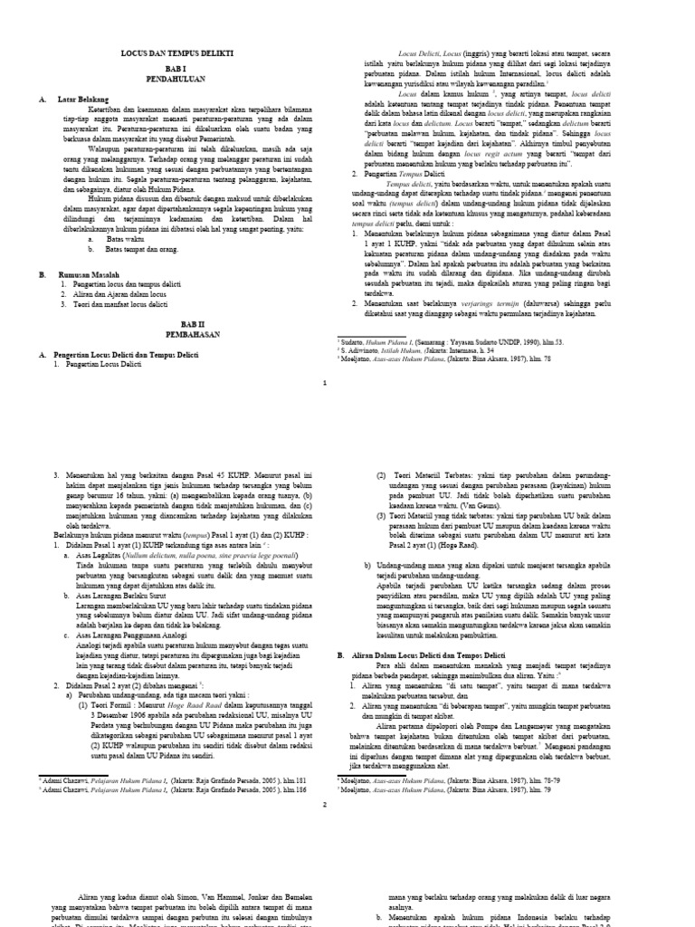 Locus Dan Tempus Delikti Bab I Pendahuluan A. Latar Belakang | PDF | Hukum