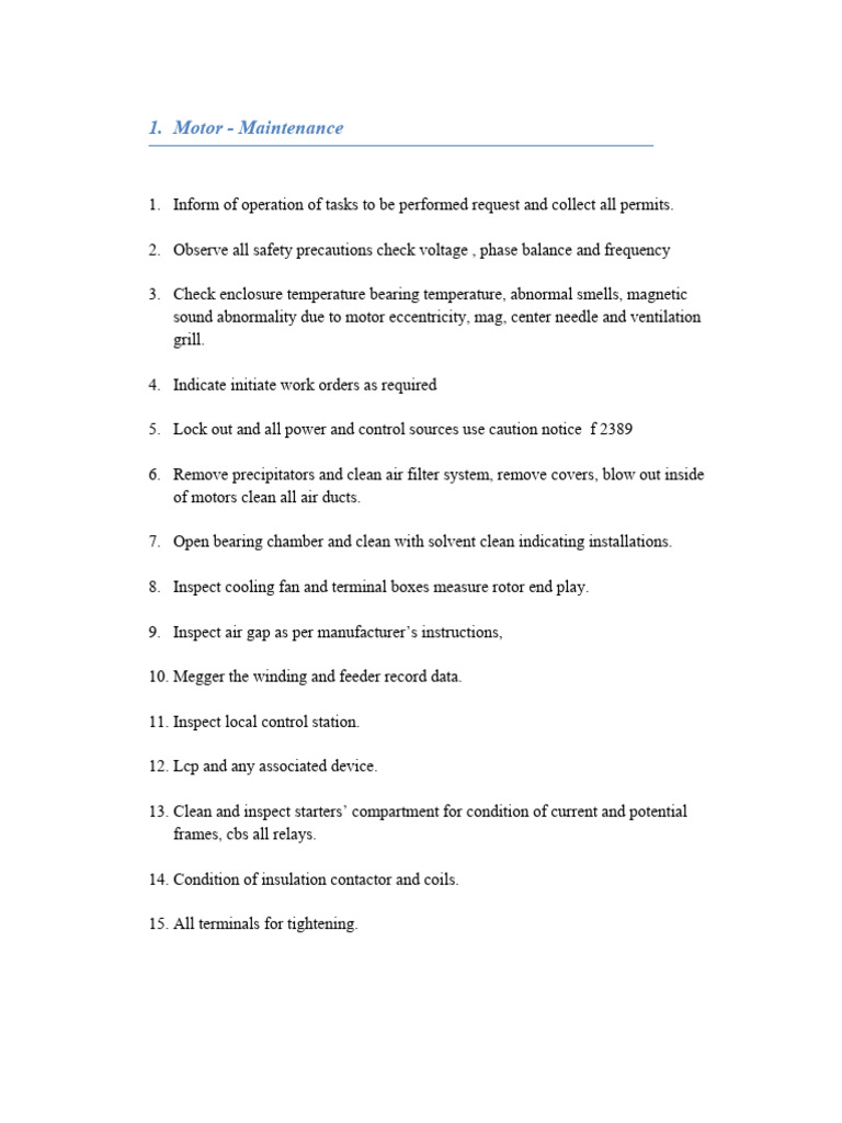 Maintenance - Motor, Switchgear, Capacitor, Battery & Acb or VCB ...