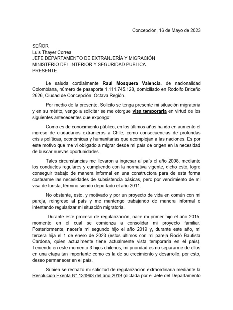 Carta Raul | PDF | Chile | Gobierno