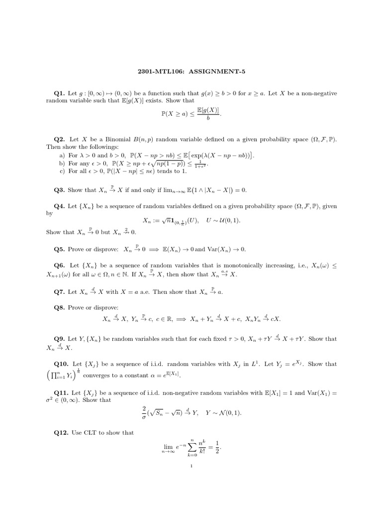 Assign 5 1 | PDF | Mathematical Concepts | Statistical Theory