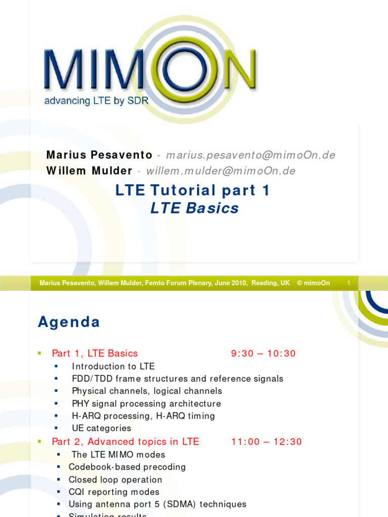 LTE Tutorial Part 1 LTE Basics | PDF | Orthogonal Frequency Division Multiplexing | Modulation