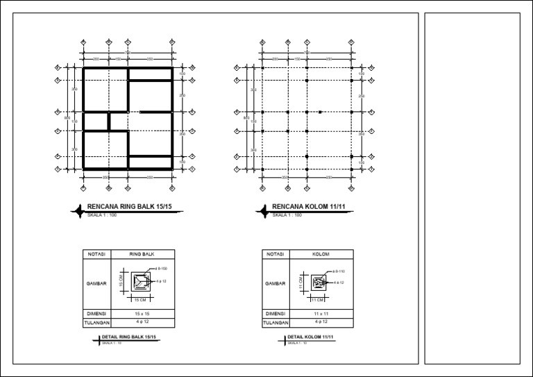 Rencana Ring Balk 15/15 Rencana Kolom 11/11: A B C D A B C D | PDF