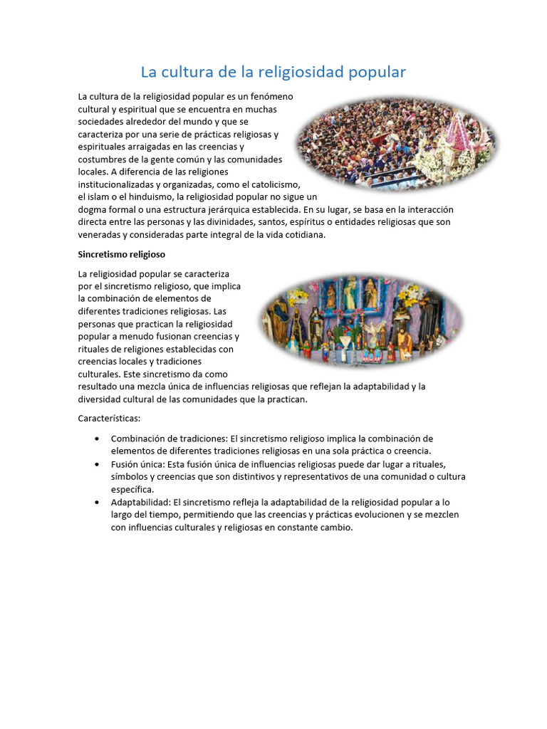 Religiosidad Popular y Sincretismo | PDF | Religión popular | Rituales