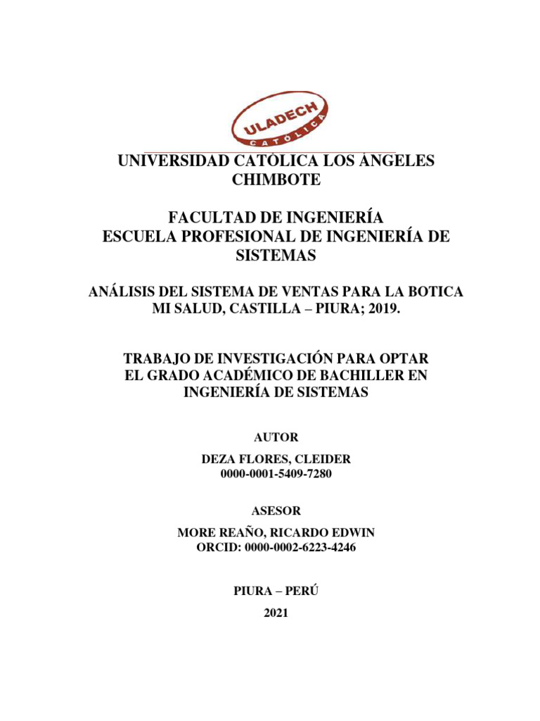 Gestion Sistema Deza Flores Cleider | PDF | Calidad (comercial) | Business