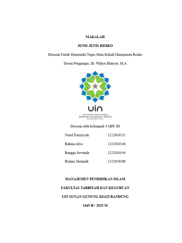 Manajemen Risiko Kel. 4 - Mpi3d | PDF | Bisnis