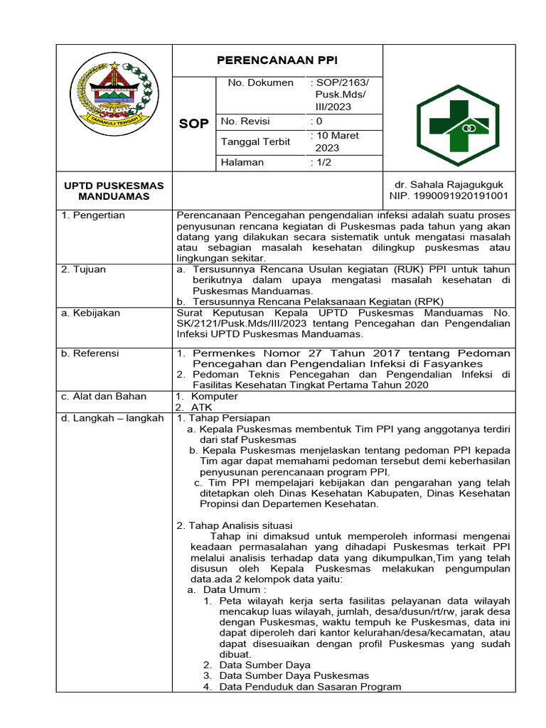 5.5.1 Ep 1 Sop Perencanaan Ppi | PDF | Sains & Matematika