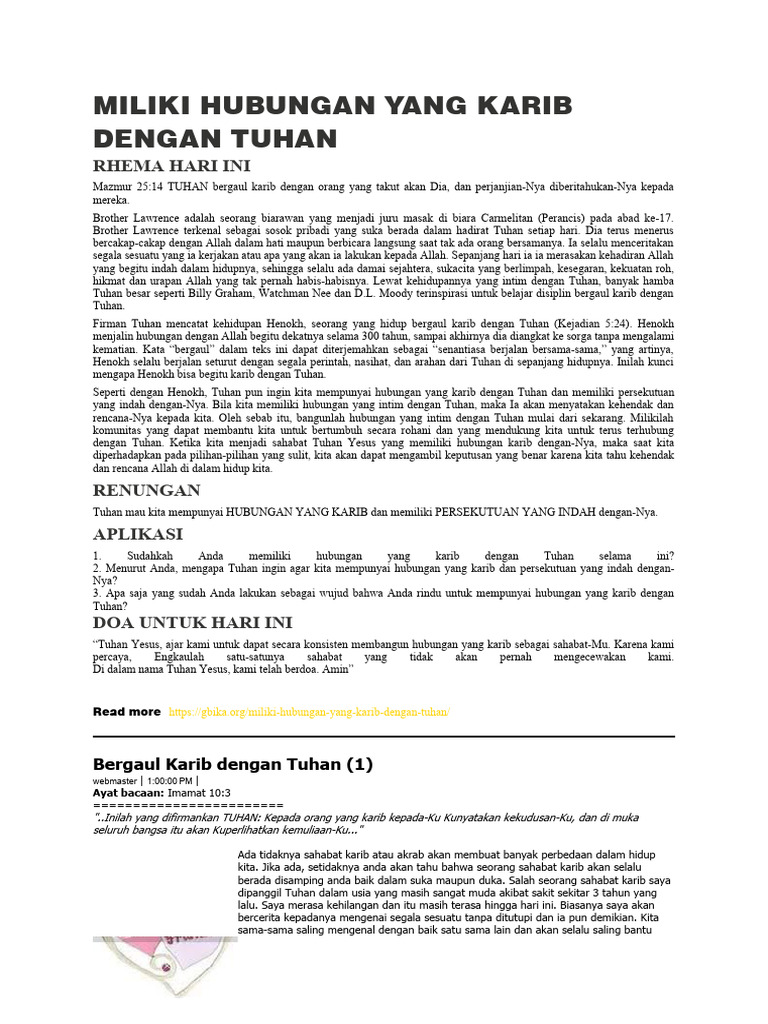Bergaul Karib | PDF | Agama & Spiritualitas