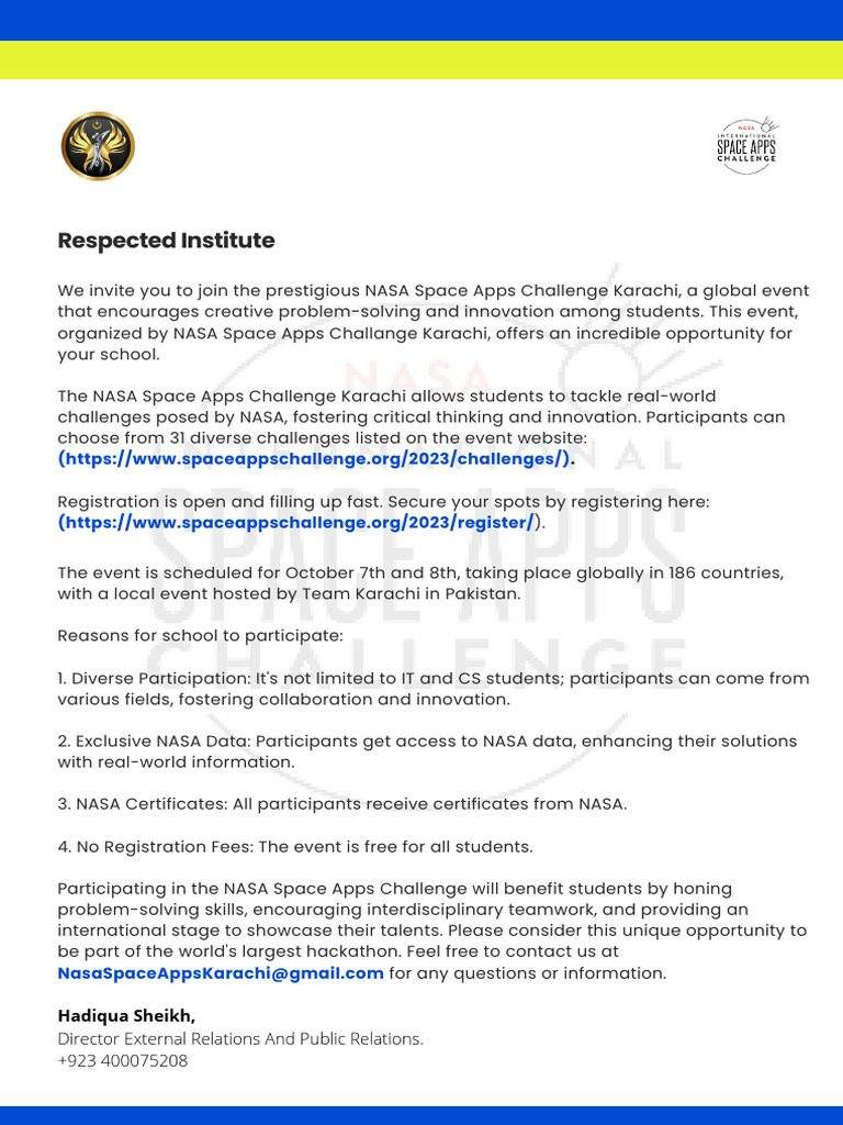 Nasa Space Apps Letterhead | PDF