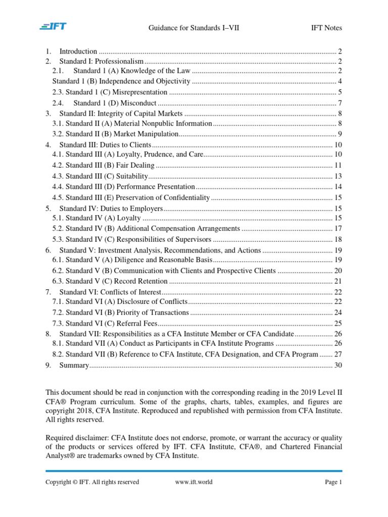 R02 Guidance For Standards I-VII IFT Notes | PDF | Insider Trading ...