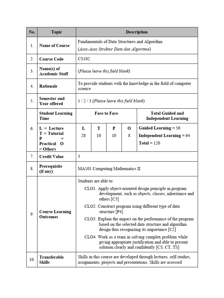 CS102 DICT2013 Fundamental of Data Structurr and Algoritm | PDF ...