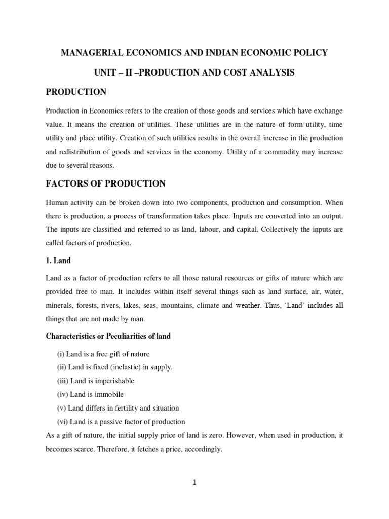 Unit - 2 - Managerial Economics - MBA Regular | PDF | Production ...