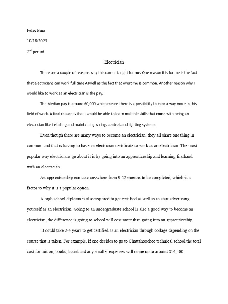 Career Plan Template Example | Download Free PDF | Electrician ...