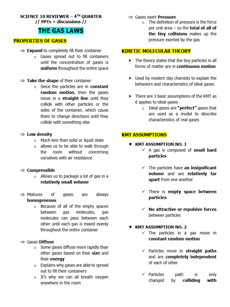 Chemistry Reviewer | PDF | Gases | Mole (Unit)