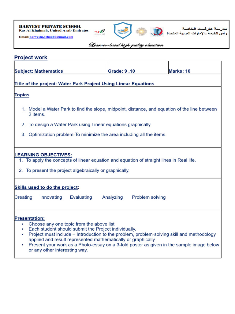 Grade - 9,10 - Math - Project - Term 1 - 2023-2024 | PDF | Mathematics | Equations