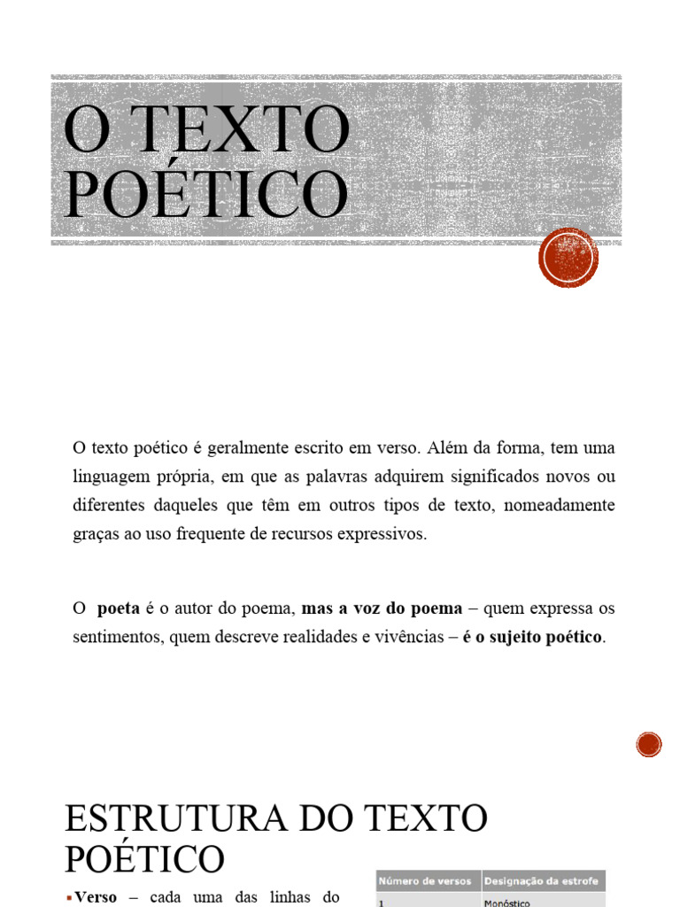 Texto Poético 6º Ano PT | PDF