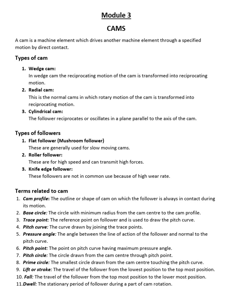 Types of Cams and Followers Explained | PDF | Technology & Engineering ...