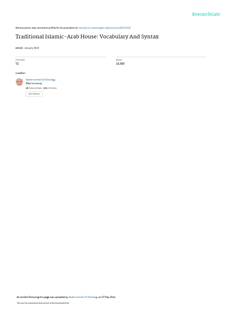 Traditional Islamic-Arab House Vocabulary and Syntax | PDF | Social ...