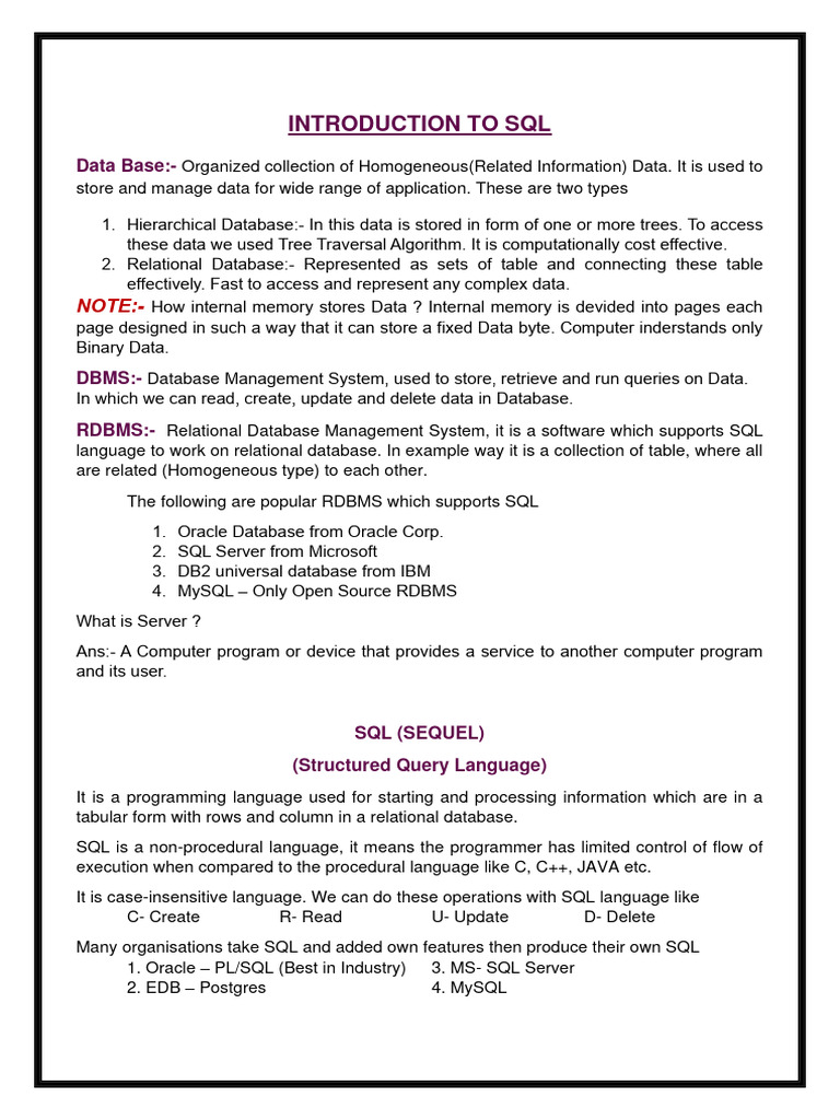 SQL Foundation | PDF | Relational Database | Databases