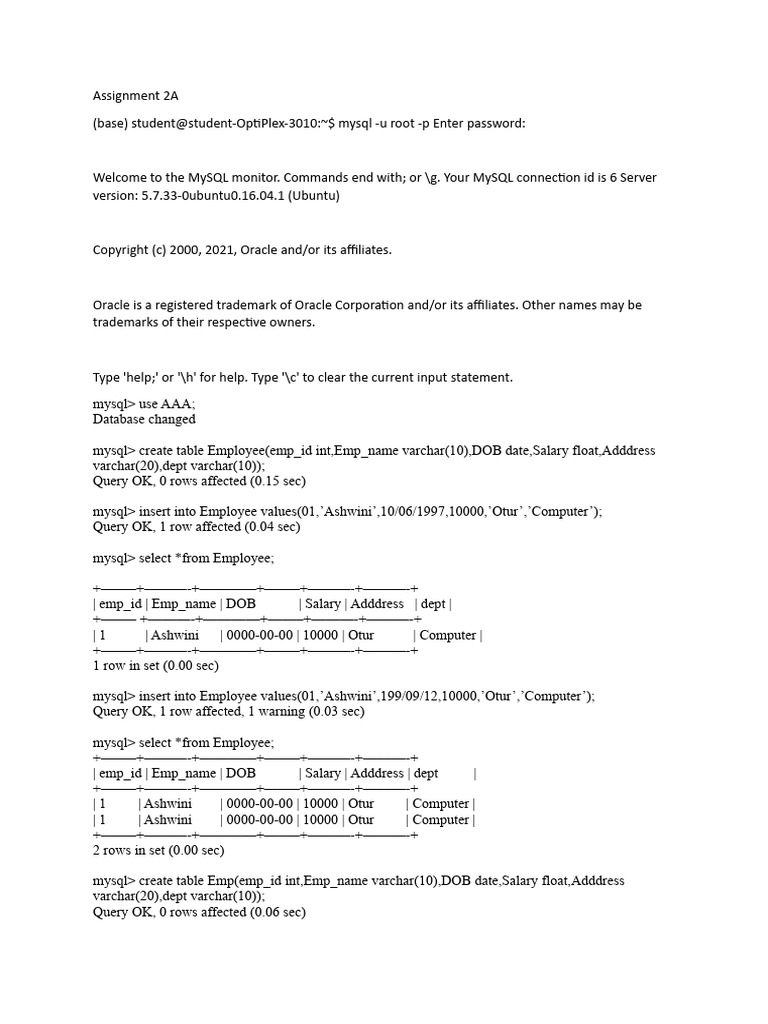 DBMS Final Code | PDF | My Sql | Databases