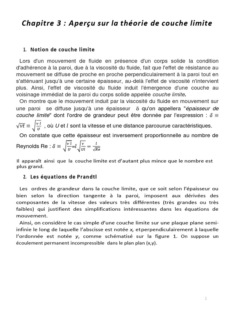 Théorie de la couche limite en fluides | PDF | Couche limite | Pression