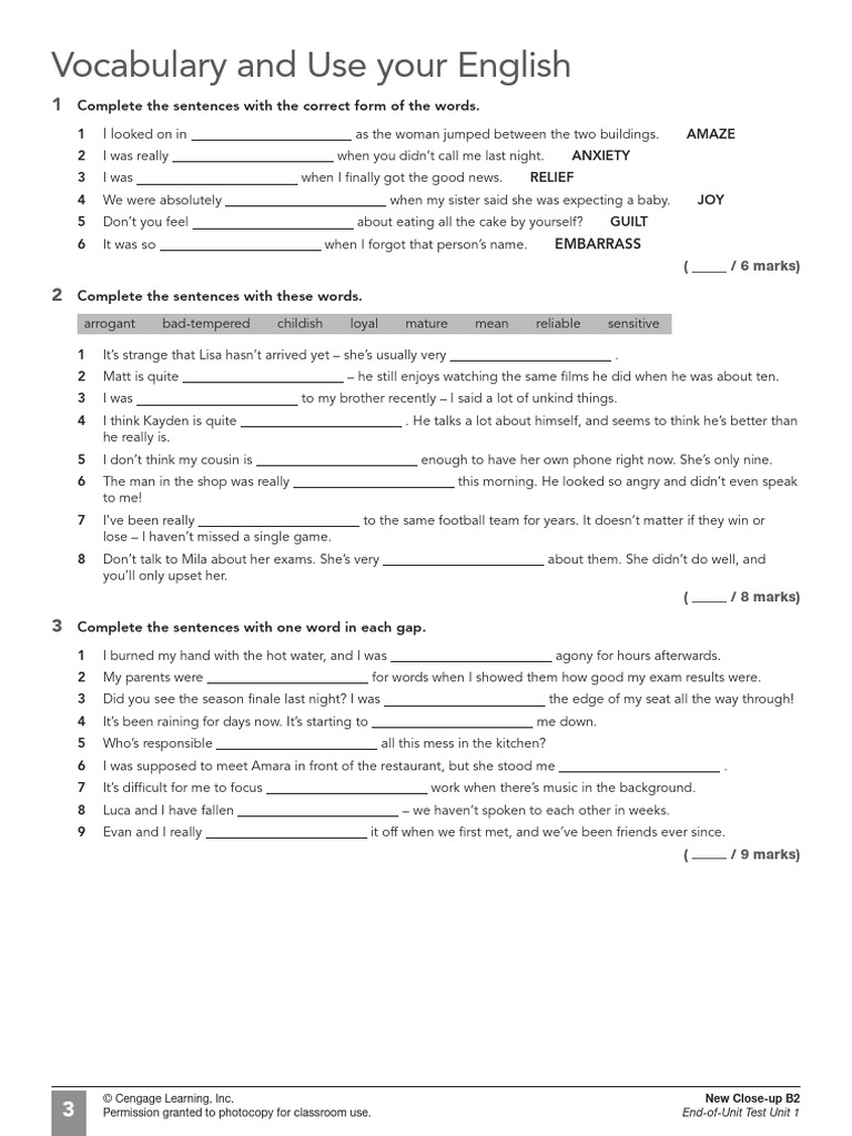 Final Vocabulary and Use of English | PDF