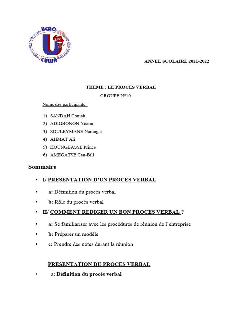 Proces Verbal | PDF | Évolution de carrière