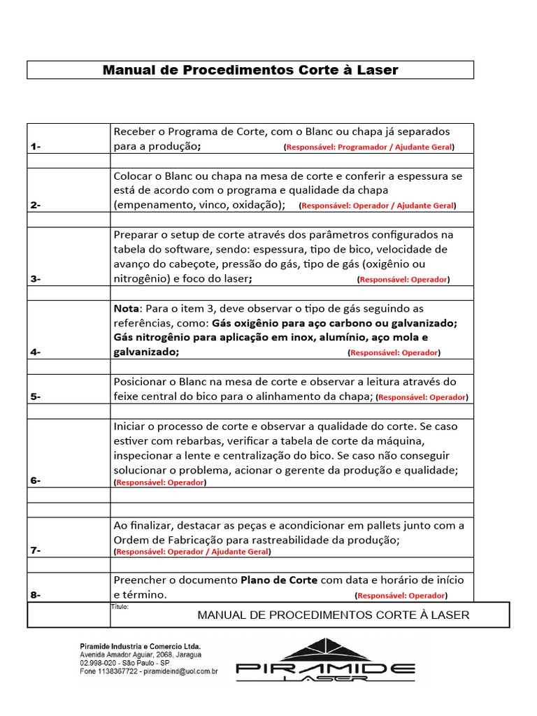 Manual de Procedimentos Corte À Laser Rascunho | PDF