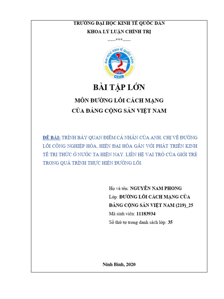 BTL Đường lối - Nguyen Nam Phong Final | PDF
