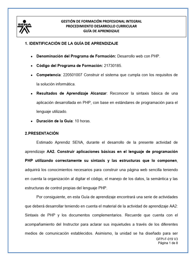 Guia de Aprendizaje 2 | PDF | Lenguaje de programación | Php