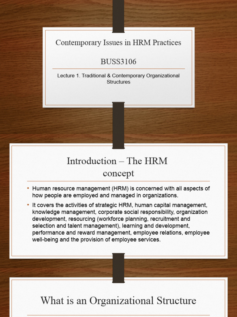 Contemporary Issues in HRM Practices - Lecture 1 | PDF | Organizational ...