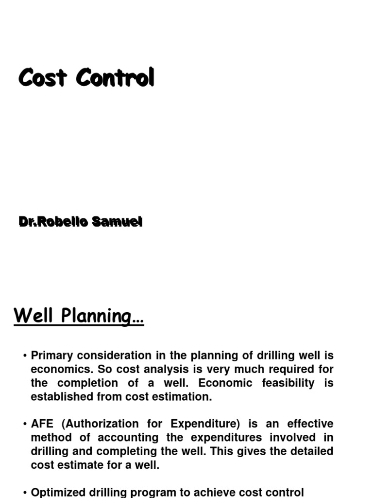 Cost Control Engineering | PDF | Casing (Borehole) | Oil Well