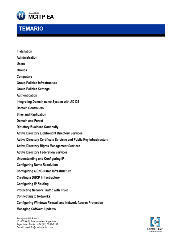 Mcitp - Ea Temario | PDF | Computers