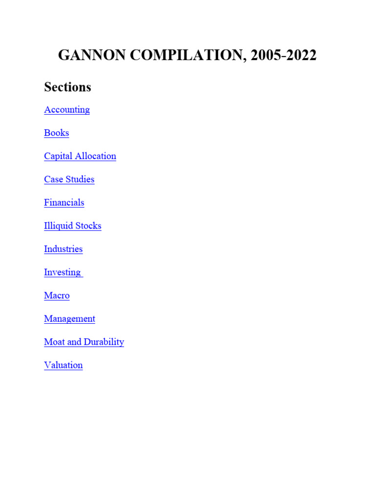Gannon Compilation 2005 2022 | PDF | Stocks | Investing