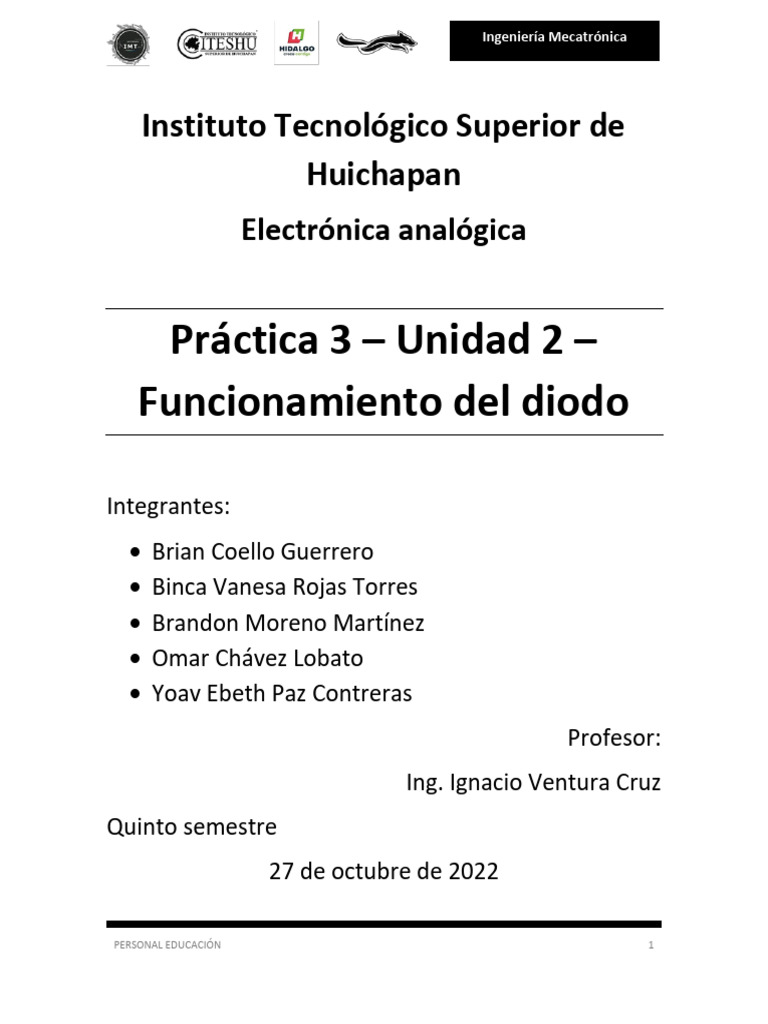 Práctica 3 - Unidad 2 | PDF | Diodo | Rectificador