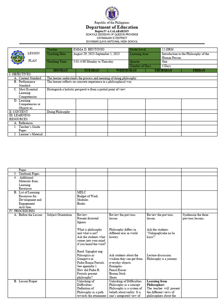 DLL 1. English-Intro To Philo Week 1 Final | PDF | Knowledge | Learning